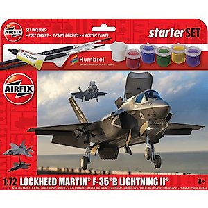Airfix Model Airplane Kit Starter Set - A55010 Lockheed Martin F-35B Lightning II, Plastic Plane Model Kits for Adults & Kids 14+, Skill Level 1, 1:72 Scale WW2 Military Aircraft Models