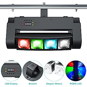 BETOPPER Moving Head DJ Lights,Stage Lights for Parties, RGBW 8x3W LED Spider Lights, Sound Activated & DMX-512 for Party, Pub, Wedding Event, Club, Carnival Festival, Disco Stage Lighting(2 Packs)