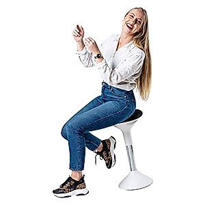 SUN-FLEX Ergonomic Height Adjustable Balance Foot Stool at Work Wobble Chair for Home Office Sit Stand Desk Stool with Natural and Active Posture (White)