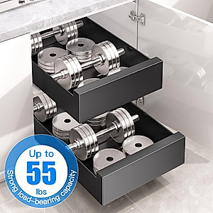 Pull Out Cabinet Organizer Fixed With Adhesive Nano Film,Heavy Duty Storage and Organization Slide Out Pantry Shelves Sliding Drawer Pantry Shelf for Kitchen,Living Room 9.8"W x 16.9"D x3.1"H(1PC)