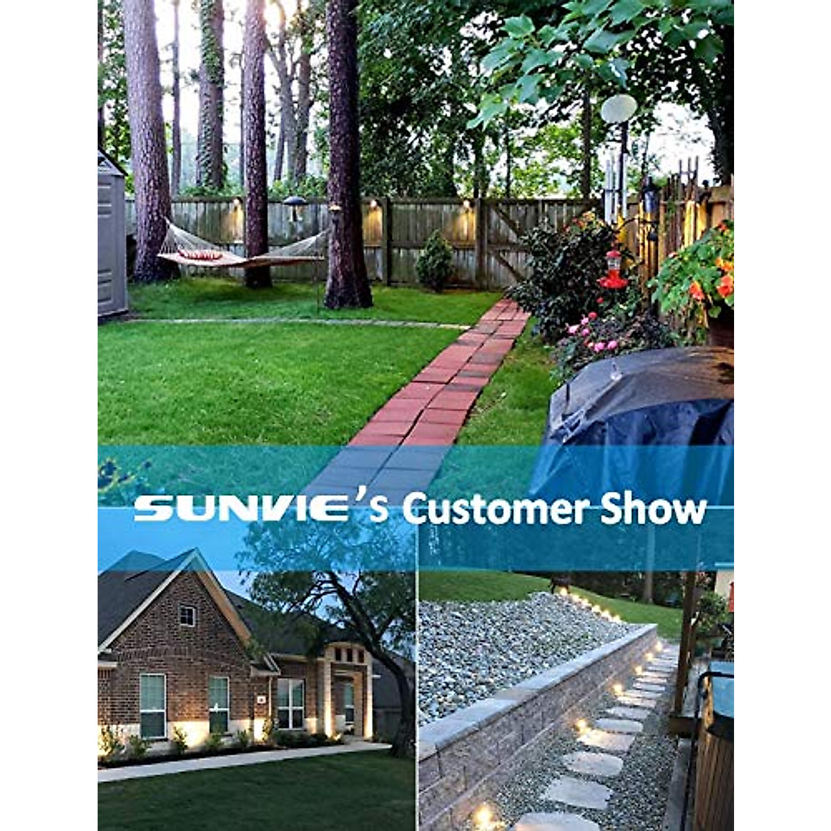 SUNVIE 12W Low Voltage LED Landscape Lights with Connectors, Outdoor 12V Super Warm White (900LM) Waterproof Garden Pathway Lights Wall Tree Flag Spotlights with Spike Stand (12 Pack with Connector)