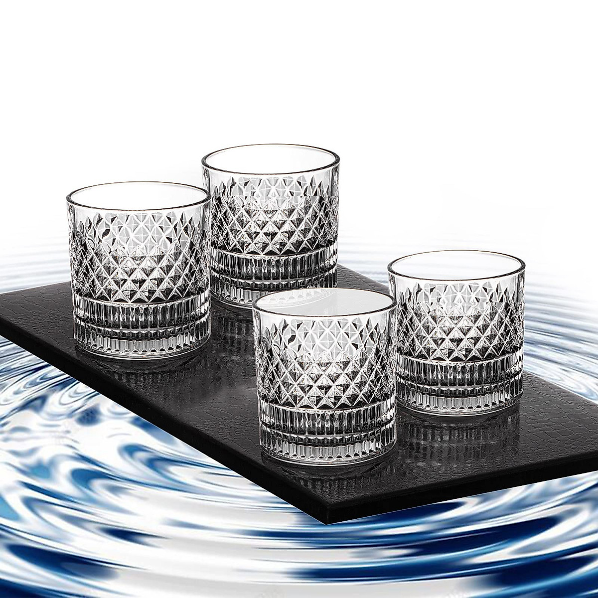 Whiskey Glass Set of 4-Premium 11.2 OZ Scotch Glasses Old Fashioned Whiskey Glasses Thick Bottom Rum Style Glassware for Bourbon,Best Gifts For Men Dad Fathers Day Husband