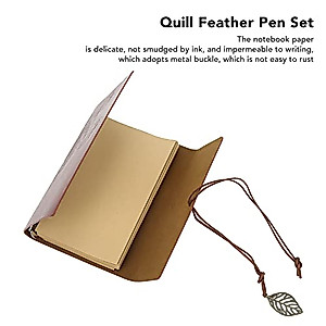 Quill Pen Set, Antique Calligraphy Feather Pen Set with 8 Nibs Pen Holder Notebook for Beginner Enthusiast