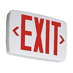 Lithonia Lighting LQM S W 3 R 120/277 EL N M6 Quantum Thermoplastic LED Emergency Exit Sign with Stencil-Faced White Housing and Red Letters with Nickel Cadium battery