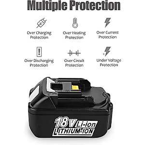 CNBY® 2X BL1850B 18V 5Ah + Charger DC18RC, Replace for Makita 18v Battery BL1850B BL1860B BL1830B, Kompatibel with Makita 18V