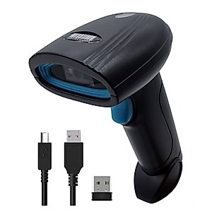 Xyllayeo Barcode Scanner Wireless 1D 2D QR Code Scanner, Automatic Scanning Handheld Image Bar Code Reader for Personal Library, Inventory Scanner for Warehouse Supermarket Retail Store