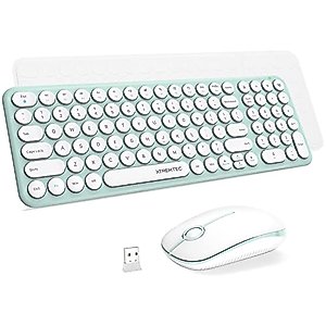 Wireless Keyboard and Mouse Combo, Cute Kawaii Green Aesthetic Quiet Laptop Keyboard Teclado y Mouse Inalambrico Mac (Macaron Green)