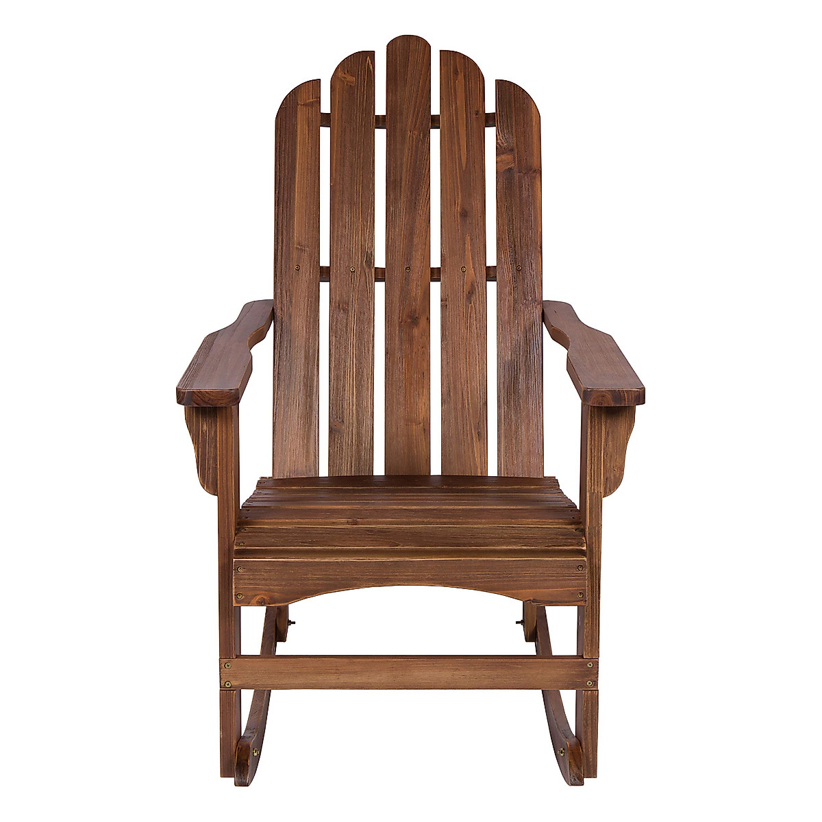 Shine Company Marina Adirondack Porch Rocker, Indoor Outdoor Wood Rocking Chair, Oak