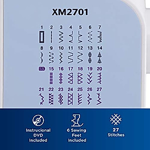 Brother XM2701 Sewing Machine, Lightweight, Full Featured, 27 Stitches, 6 Included Feet
