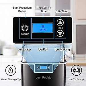Joy Pebble Nugget Ice Maker Countertop, 45lbs/Day, 3lbs / Basket, Self-Cleaning, Pellet Ice Maker Machine, Ideal for Home Kitchen Office Bar Party,Black