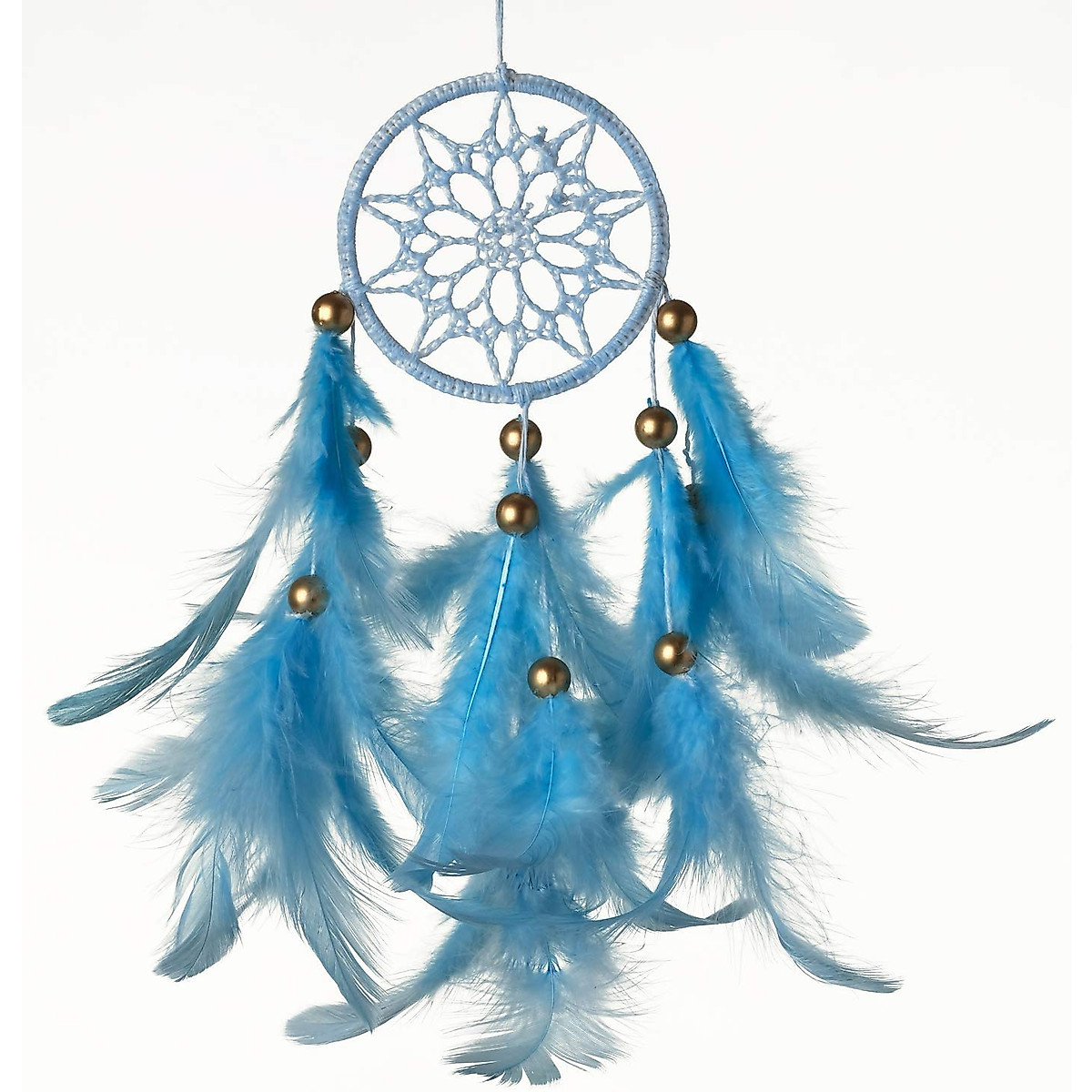 Rooh Dream Catcher ~ Baby Blue Crochet~ Handmade Mandala Hangings for Positivity (Used as Home Décor Accents, Wall Hangings, Garden, Car, Outdoor, Bedroom, Key Chain, Meditation Room, Yoga Temple)