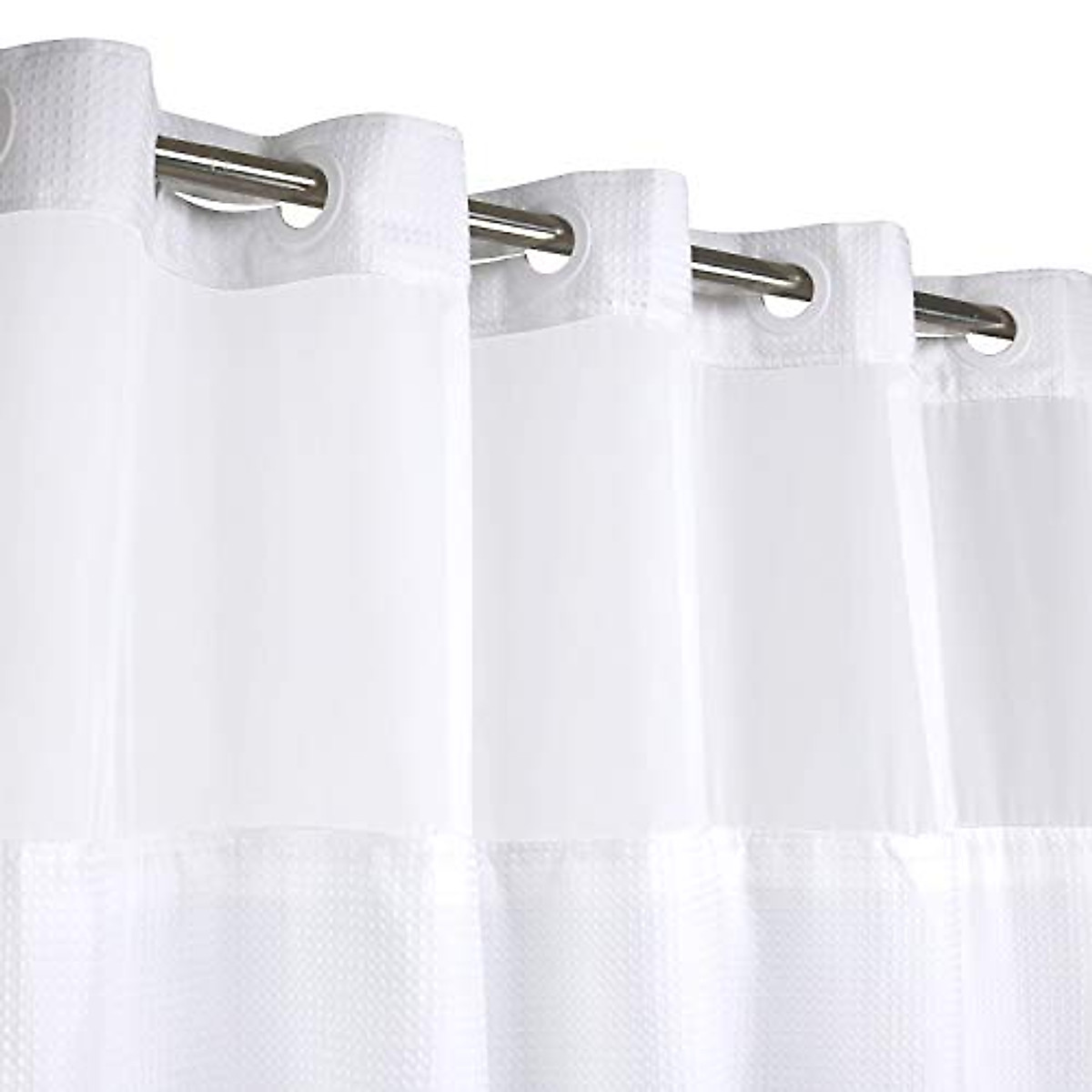 No Hooks Required Waffle Weave Shower Curtain with Snap in Liner - 71W x 74H,Hotel Grade,Spa Like Bath Curtain,White