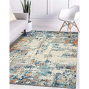 LUXE WEAVERS Abstract Blue Multi Colored 9x12 Area Rug