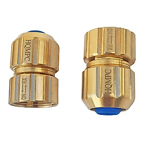 HQMPC Lead Free Garden Hose Quick Connect Brass Hose Quick Connect Garden Hose Connectors Water Hose Connectors GHT 3/4" (2 Sets)