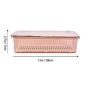 DOITOOL Flatware Tray with Lid and Drainer, Tableware Utensil and Cutlery Drawer Organizer with Lid Covered Silverware Tray to Keeps Your Cutlery Organized and Protected ( Brown )
