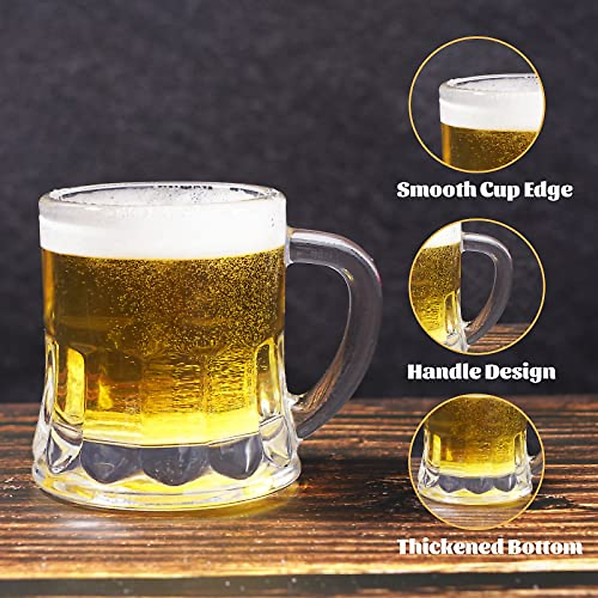 ZZYFGH Shot Glasses with Handle, Mini Heavy Base Clear Beer Mugs, 1.8 Ounce, Set of 6 for Whiskey, Tequila, Vodka, Great for Father, Husband, Birthday or Friend Party Present
