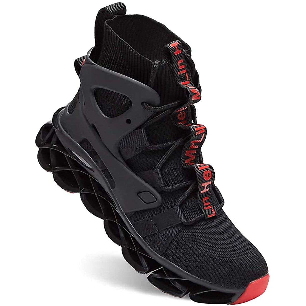 Hello MrLin Men's Running Shoes Non Slip Athletic Tennis Walking Blade Type Sneakers Hip Hop Black