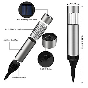 pearlstar Solar Outdoor Lights,10 Pack Waterproof Stainless Steel Solar Stake Lights,Solar Light Outside for Pathway,Path, Walkway, Driveway, Yard, Patio, Garden Decor（Warm White）