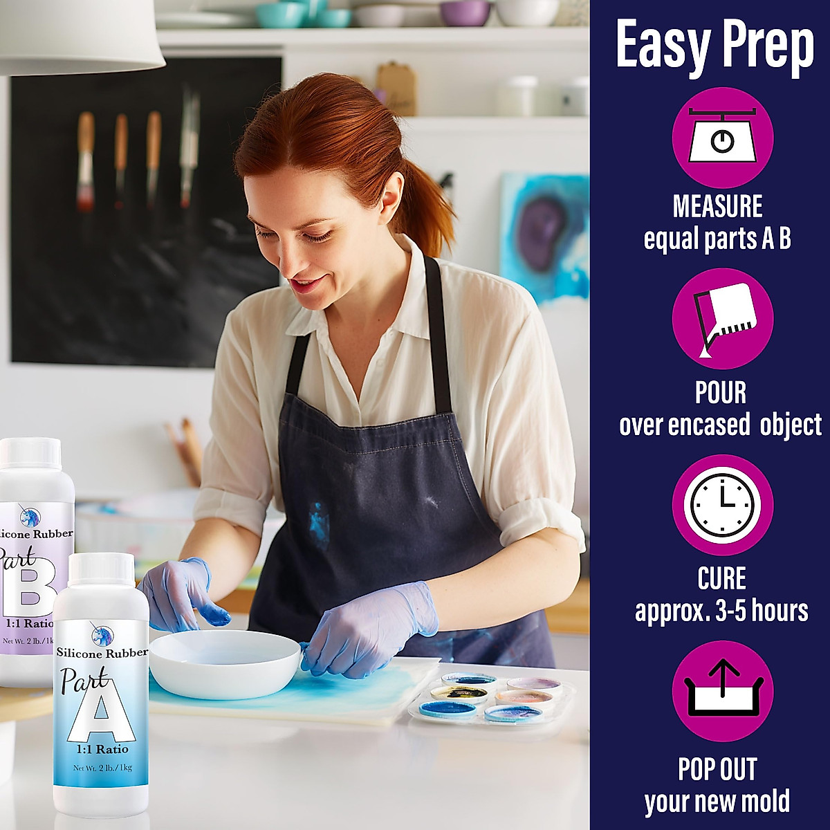 Unicone Art Liquid Silicone Mold Making Kit - 1:1 Ratio, Food Safe, Fast Cure Remeltable Silicone Rubber Mold Making Gift - Ideal for Resin Epoxy Casting, Plaster Casting, Candle Making 8.8lbs