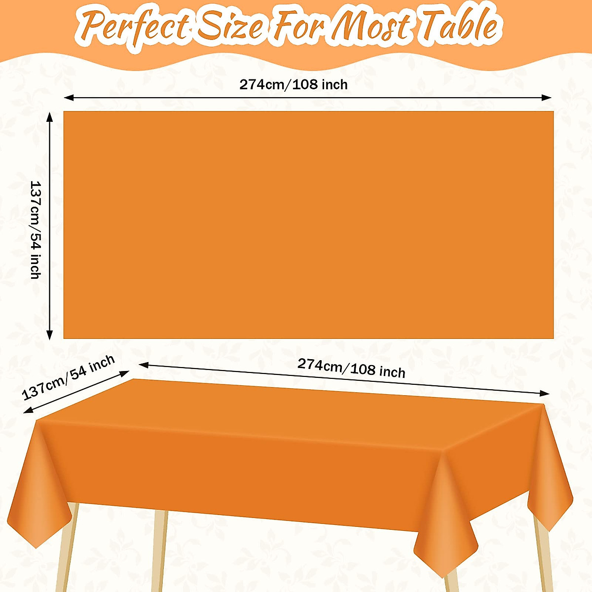 Patelai 12 Pcs Thanksgiving Disposable Plastic Tablecloth Fall Tablecloth for Rectangle Tables Waterproof Table Cover for Thanksgiving Fall Party Decoration, 54 x 108 Inch (Orange,Yellow,Brown)