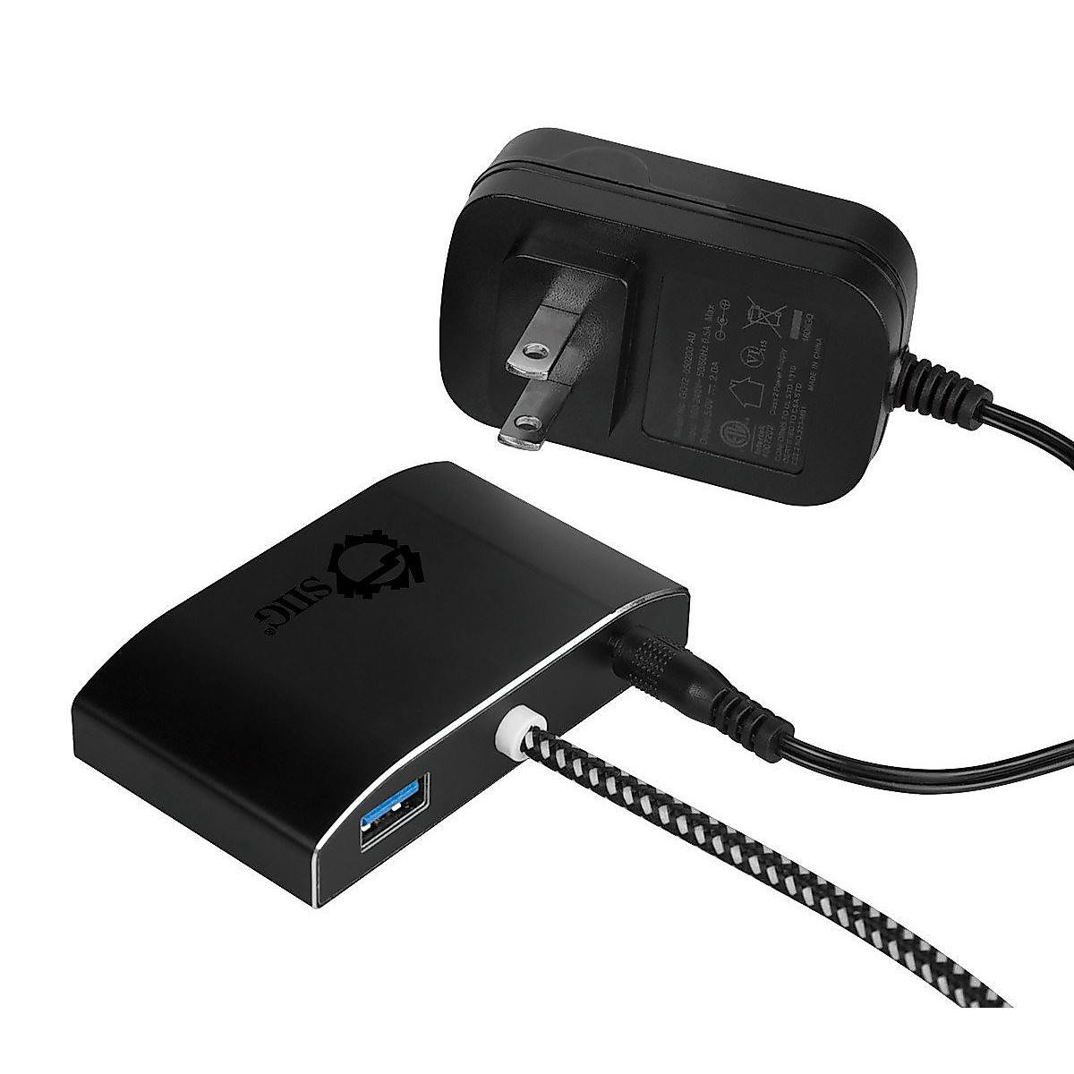 SIIG SuperSpeed 4 Port USB 3.0 Hub With 5V Power Adapter and Woven Braided USB - Powered Hub & Port Adapter