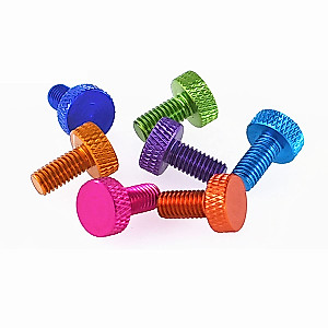5pcs/lot M3 Knurled Colourful Aluminum Thumb Screws 5 6 8 10 12 16 20mm - 50mm Plain Head Hand Tighten Screws for Computer Case (Color : Purple, Size : 5mm)
