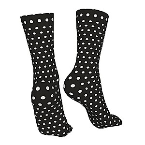 CWTYEOXE White Black Polka Dot Socks for Men Women Casual Crew Socks Comfort Sport Work Mid Tube Stockings 40 Cm