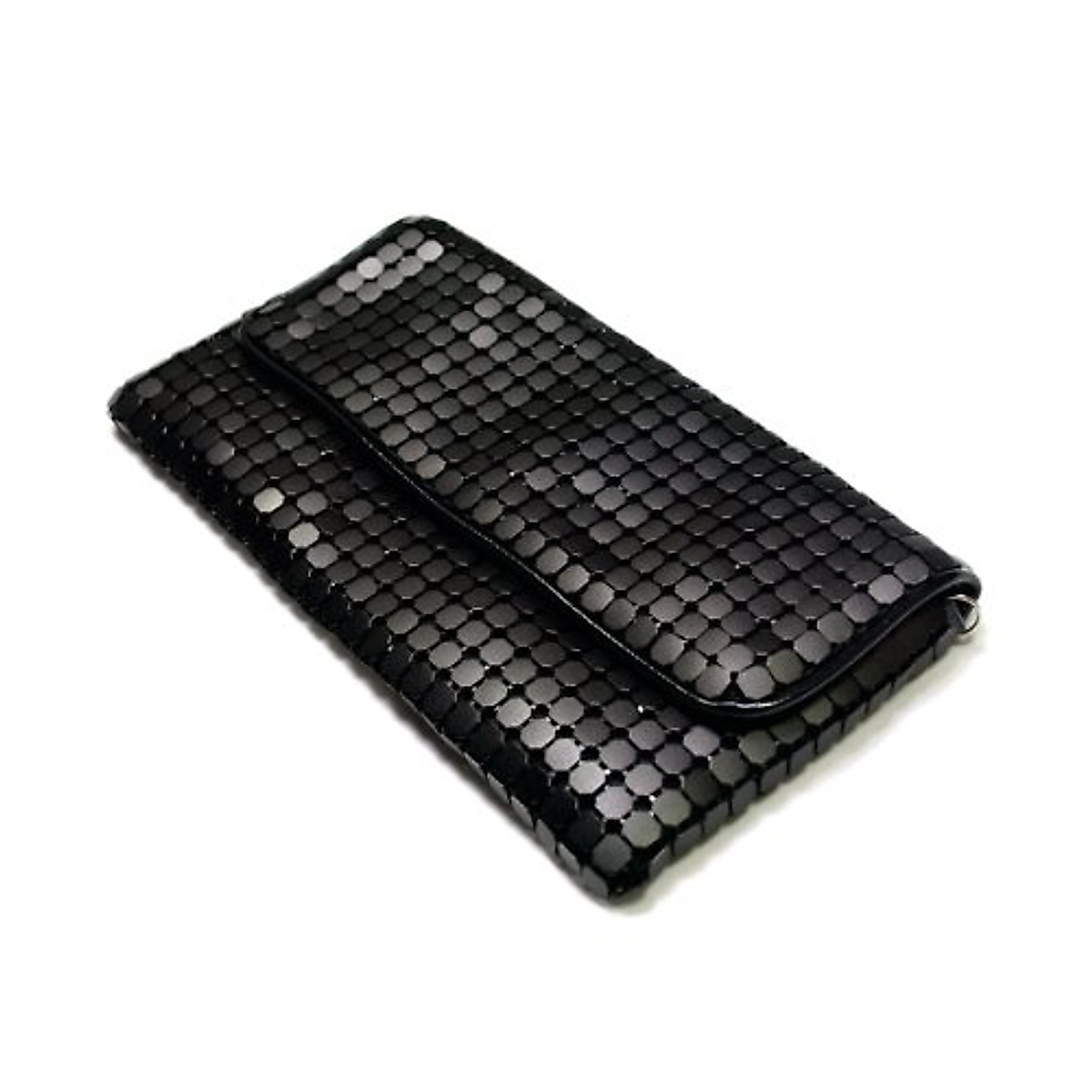 TrendsBlue Chic Lightweight Metal Mesh Flap Clutch Evening Bag, Black