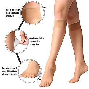 MANZI 12 Pairs Lady's Sheer Knee High Stockings (12 Pairs Natural)