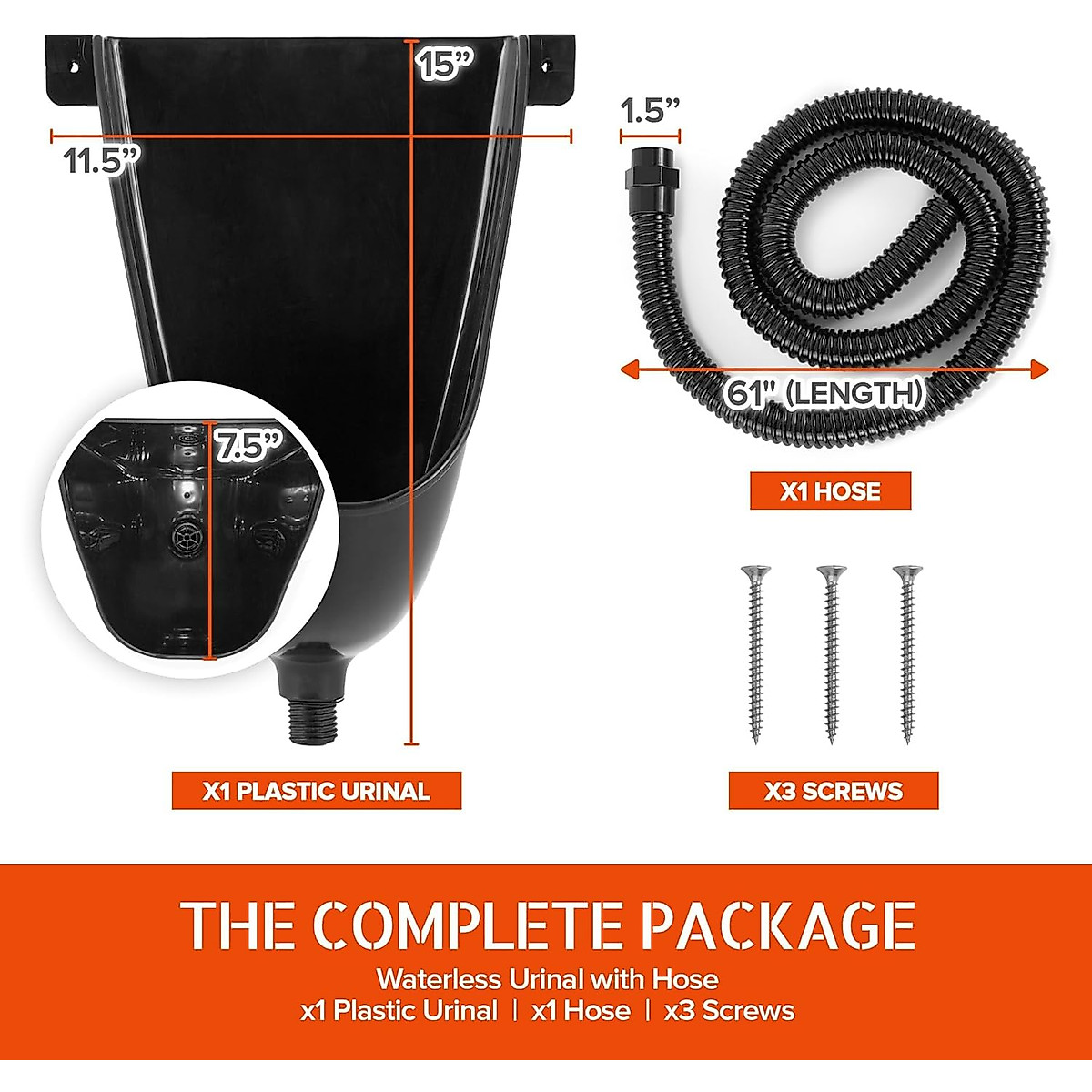 Stock Your Home Waterless Urinal for Men (Gray), Plastic Urinals for Men's Garage, Shed, or Backyard, Wall Mount Urine Diverter and Outdoor Camper Urinals, Portable Urinal for Men, Waterless Toilet