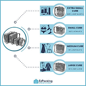 Clear Travel Packing Cubes Set of 4 for Carry On (XS, Small, Medium, Large) / See-Through Clothes Organizer Dividers for Suitcase/Transparent Vinyl PVC Cell Pouches for Luggage (Lilac)