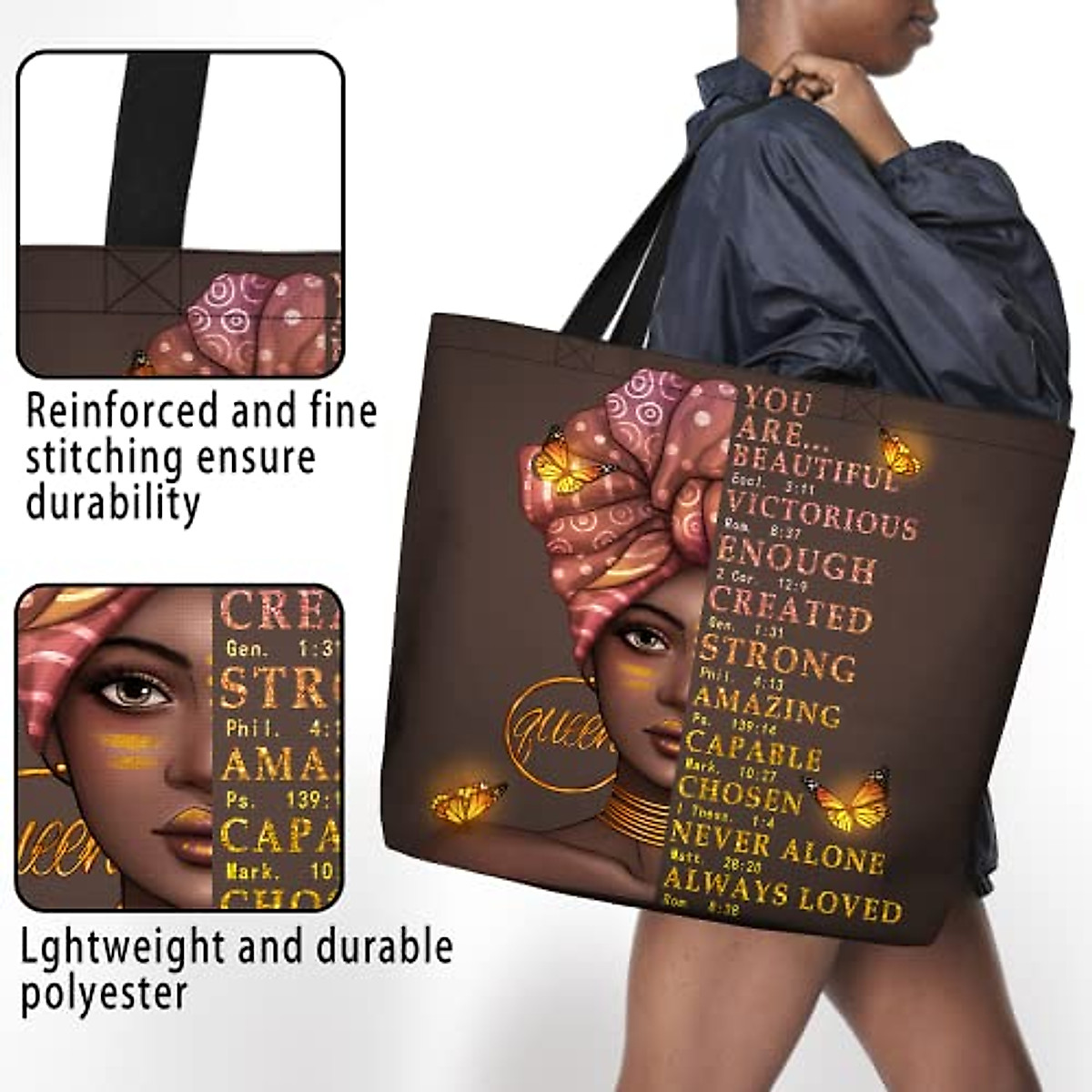 IAGM African American Tote Bags For Women Black Women Shoulder Bag Black Girl Satchel Handbags For Work, Gym