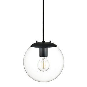 Linea di Liara Sferra Modern Large Glass Pendant Light Kitchen Island Black Pendant Lighting Clear Glass Globe Pendant Light Mid Century Hanging Light Fixture, LED Edison Bulb Included, UL Listed