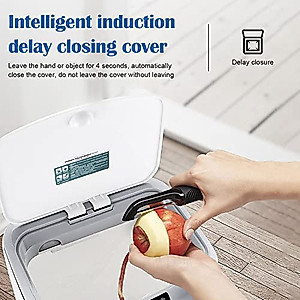 Automatic Garbage Can Motion Sensor Bathroom Trash Can Touchless Bathroom Trash Can 15L/4gallon Smart Trash Bin with Lid Slim Plastic Narrow Garbage Can for Living Room, Bedroom, Office, Toilet, RV (Grey)