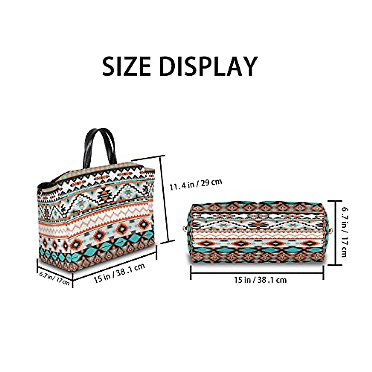 Aztec Print Diaper Bag Tote with Stroller Straps, Ethnic Chevron Large Capacity Baby Stroller Organizer Bag, Multi-Function Nappy Bag Travel Handbag