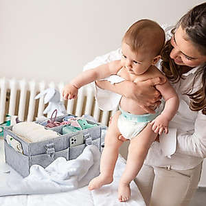 Zaflosh Baby Diaper Caddy Organizer, Large Size Diaper Organizer with Removable Dividers, Car Diaper Caddy, Baby Organizer for Changing Table, Nursery Storage Caddy for Baby Essentials