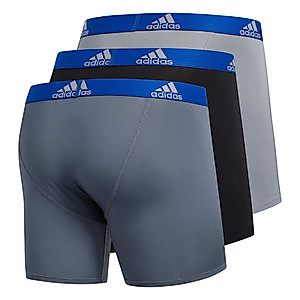 adidas Men's Microfiber Boxer Brief Underwear, Athletic fit (3-Pack), Onix Grey/Black/Collegiate Royal Blue/Performance, Large