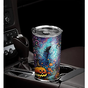 ORCAE 20oz Halloween Pumpkin Ghost Tumbler, Boo Boo Ghost, Trick or Treat, Halloween Gifts, Coffee Thermos, Stainless Steel Double Wall Vacuum Insulated Coffee Mug, Travel Cup with Lid - B
