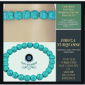 DHYANARSH Natural Phiroza Stone Bracelet 8mm - Gorgeous Healing Gemstones for Men/Women