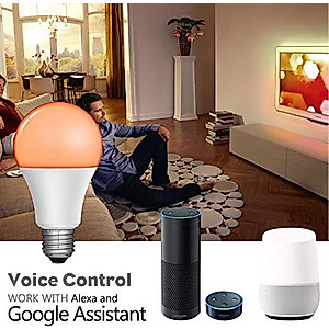 Smart WiFi Bulb,Smartlife APP,LED RGB Color Changing, 2700K-6500K, No Hub Required, A19 E26 Tuya 10W (100W Equivalent) LED Light Bulb,Pack of 2