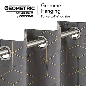 Deconovo Diamond Pattern Blackout Curtains - Thermal Insulated, Noise-Reducing Window Drapes for Bedroom, Living Room - 2 Panels, Light Grey, 42W x 54L