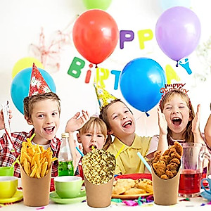 Honeydak 150 Pieces French Fry Cups Holder Charcuterie Cups Disposable Snack Cups Take-out Party Baking Supplies Popcorn Boxes Paper Cones for Wedding Birthday Party Baby Shower (14oz), Brown