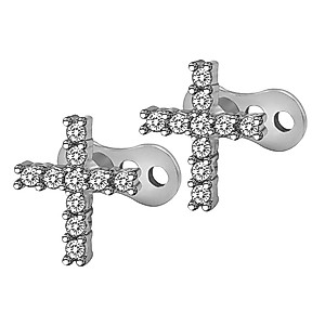 Titanium Dermal Anchor Top Crystal Micro Surface Skin Piercing 16G - Fan - Cross