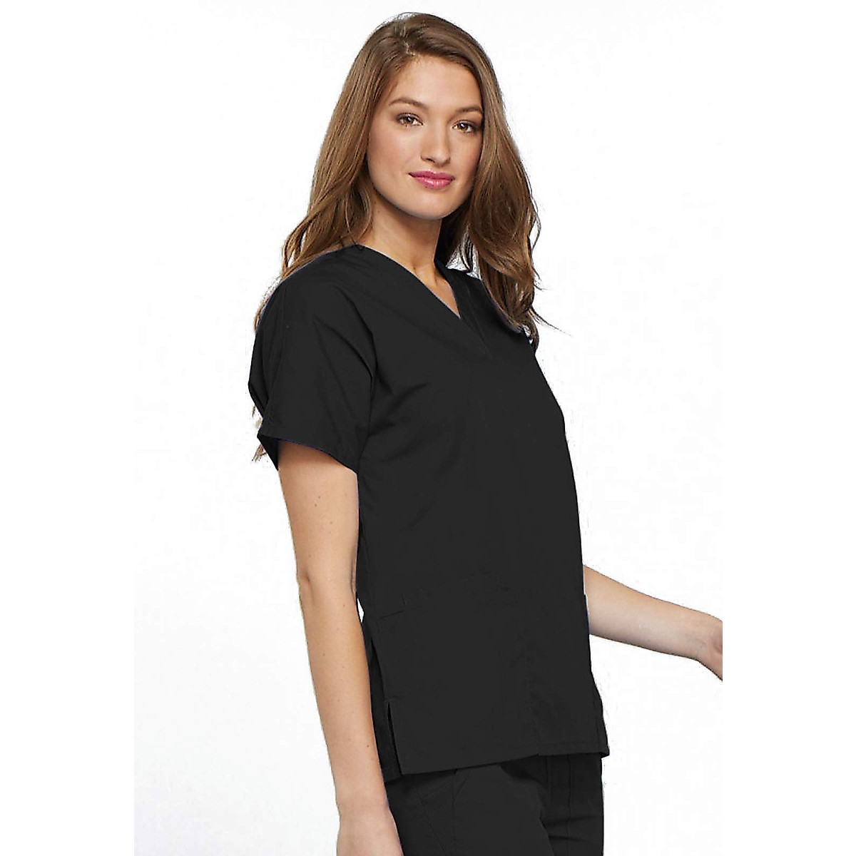 Cherokee womens V Neck medical scrubs shirts, Black, X-Large US