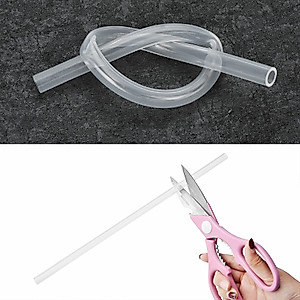 ALINK 10 Pack Silicone Replacement Straws for Stanley 40 oz 30 oz Tumbler, 12 in Long Reusable Clear Straws for Stanley Cup Accessories, Half Gallon Jug, Plus 2 Cleaning Brush