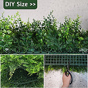 SKYJADE Artificial Grass Wall Panels, Privacy Fence Screen, 12PCS 20"x20" Fortune Leaf Hedge Wall Panels, Grass Wall Backdrop Panels for Indoor Outdoor, Garden Greenery Wall Decor