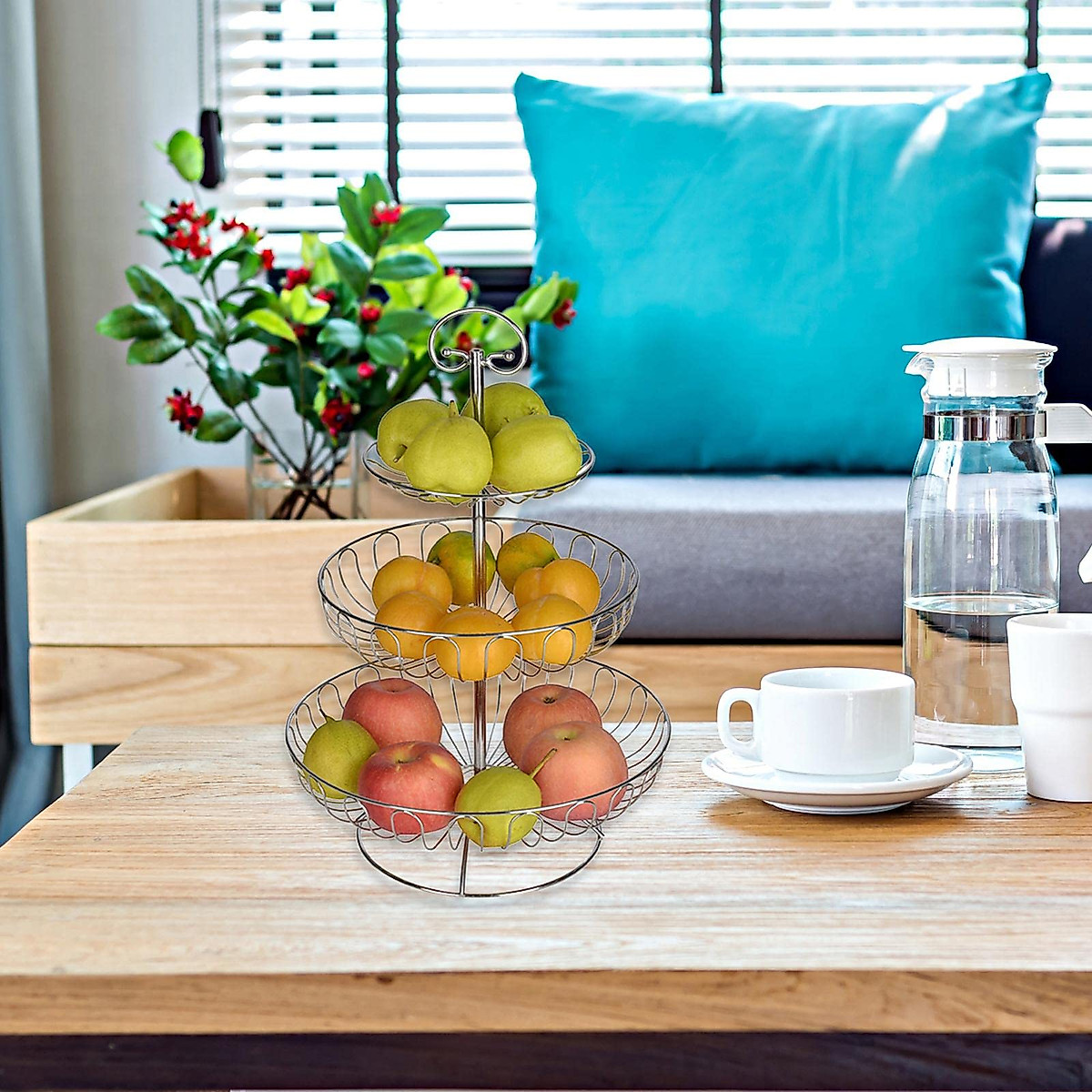 Milageto Detachable Metal Wire Fruit Bowl Banana Hanger for Bathroom Home