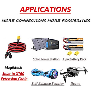 Magiktech 12AWG 25FT Solar to XT60 Cable,Solar Charge Cable with XT60 Female Adapter for Power Stations Solar Generators