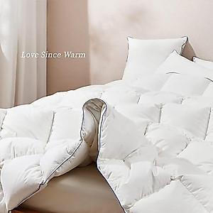 HOMCHANG GOOSE Down Comforter King Size Duvet Insert Hotel Fluffy Comforter 850+ Fill Power Duvet Winter Warm 106x90 inches White Comforter 100% Cotton Soft Duvet Cover with 8 Corner Tabs, 70oz