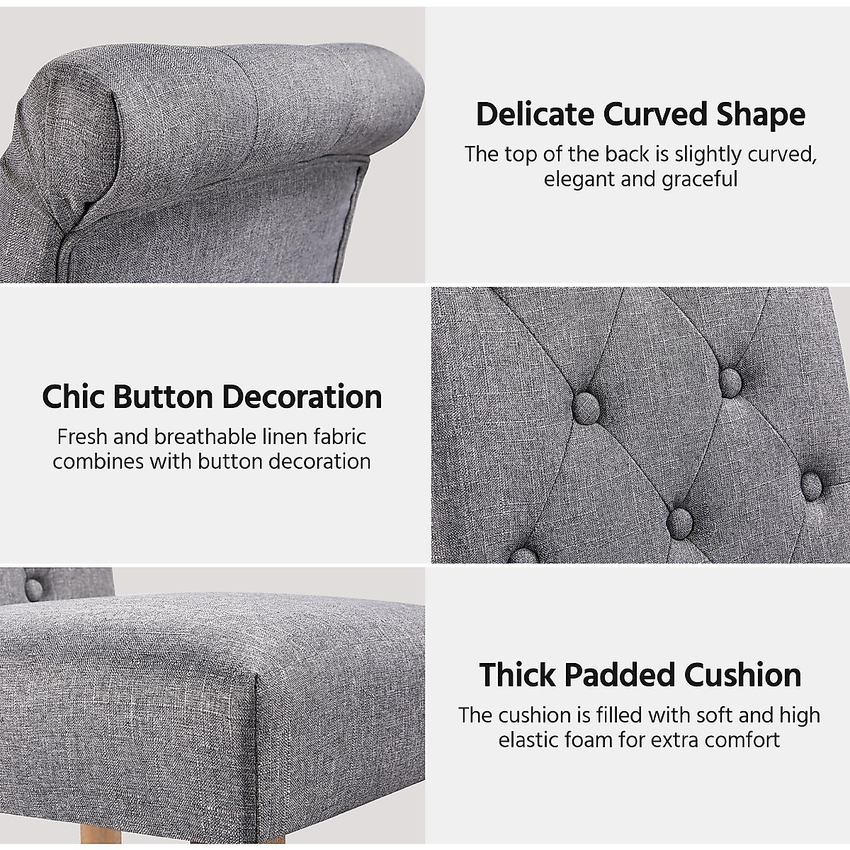 Yaheetech Dining Chairs Set of 2 Fabric Upholstered Dining Chairs High Back Padded Chairs Button Tufted Parsons Kitchen Chairs With Solid Wood Legs for Home, Dining Room, Kitchen, Dark Gray(1 package)